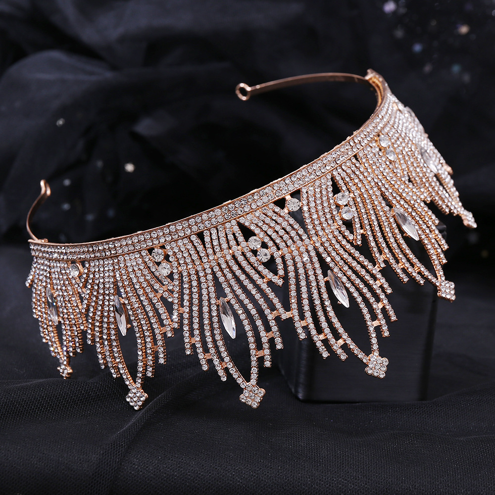 Baroque Crystal Tiaras Crowns Golden Rhinestone Bride - Temu United Kingdom