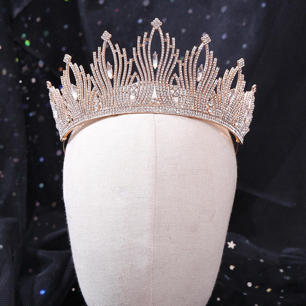 Baroque Crystal Tiaras Crowns Golden Rhinestone Bride - Temu United Kingdom