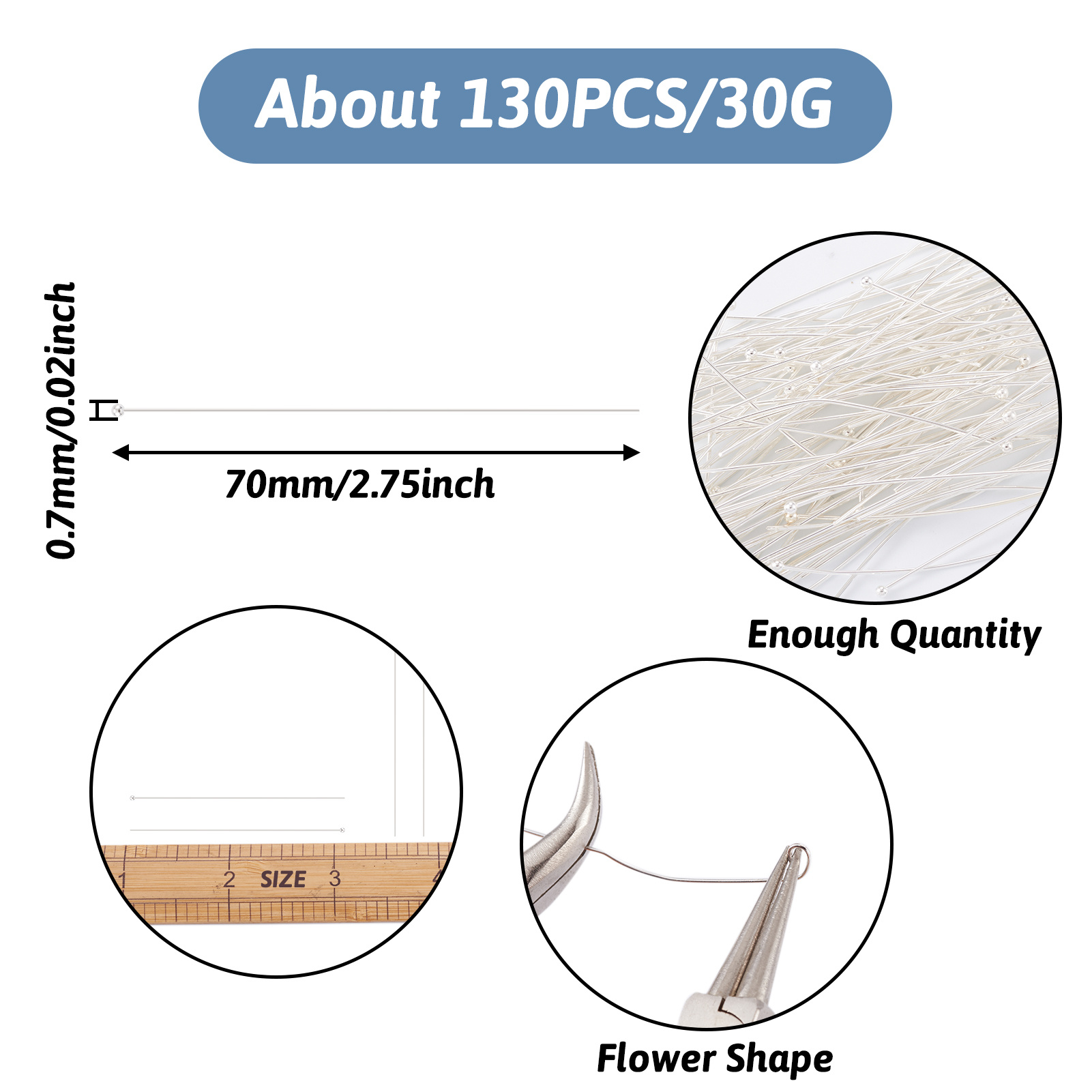 Brass Ball Head Pins Silver Color Plated - Temu