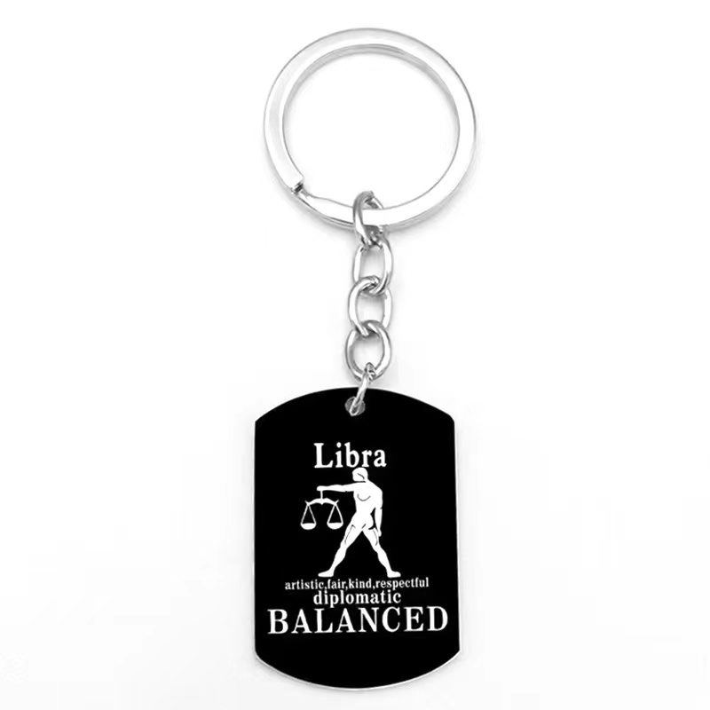 1pc Stainless Steel Zodiac Keychain Personality Pendant Keychain ...