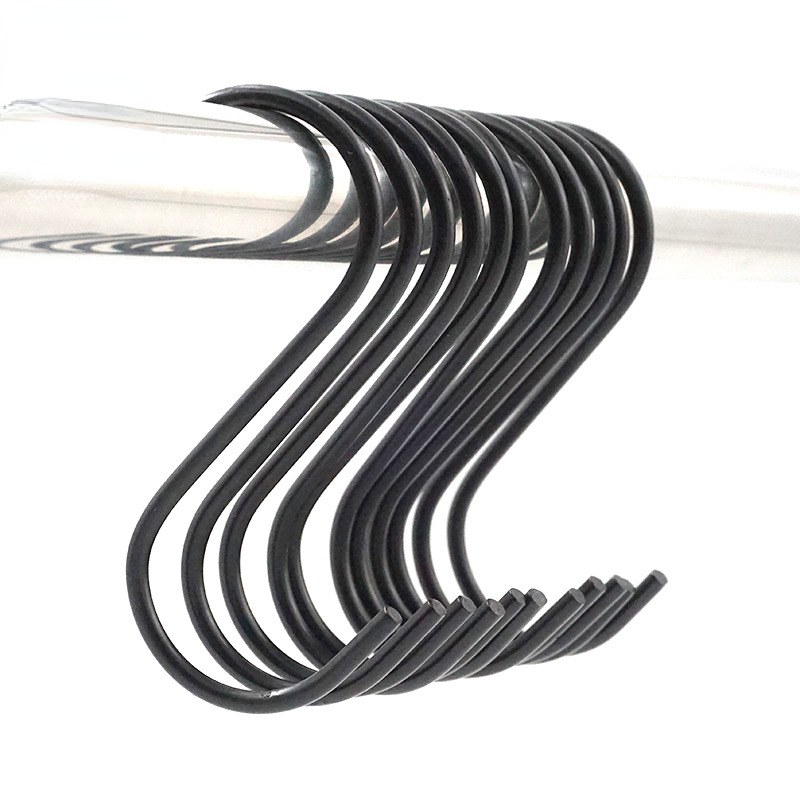10pcs S Shape Wall Hooks Black Wardrobe Closet Coat Hanger Metal Hooks ...