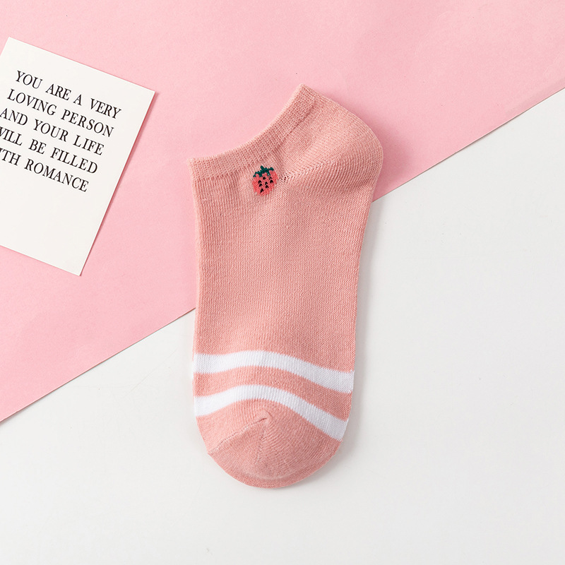 Strawberry Print Socks Sweet Cute Plaid Striped Ankle Socks - Temu ...