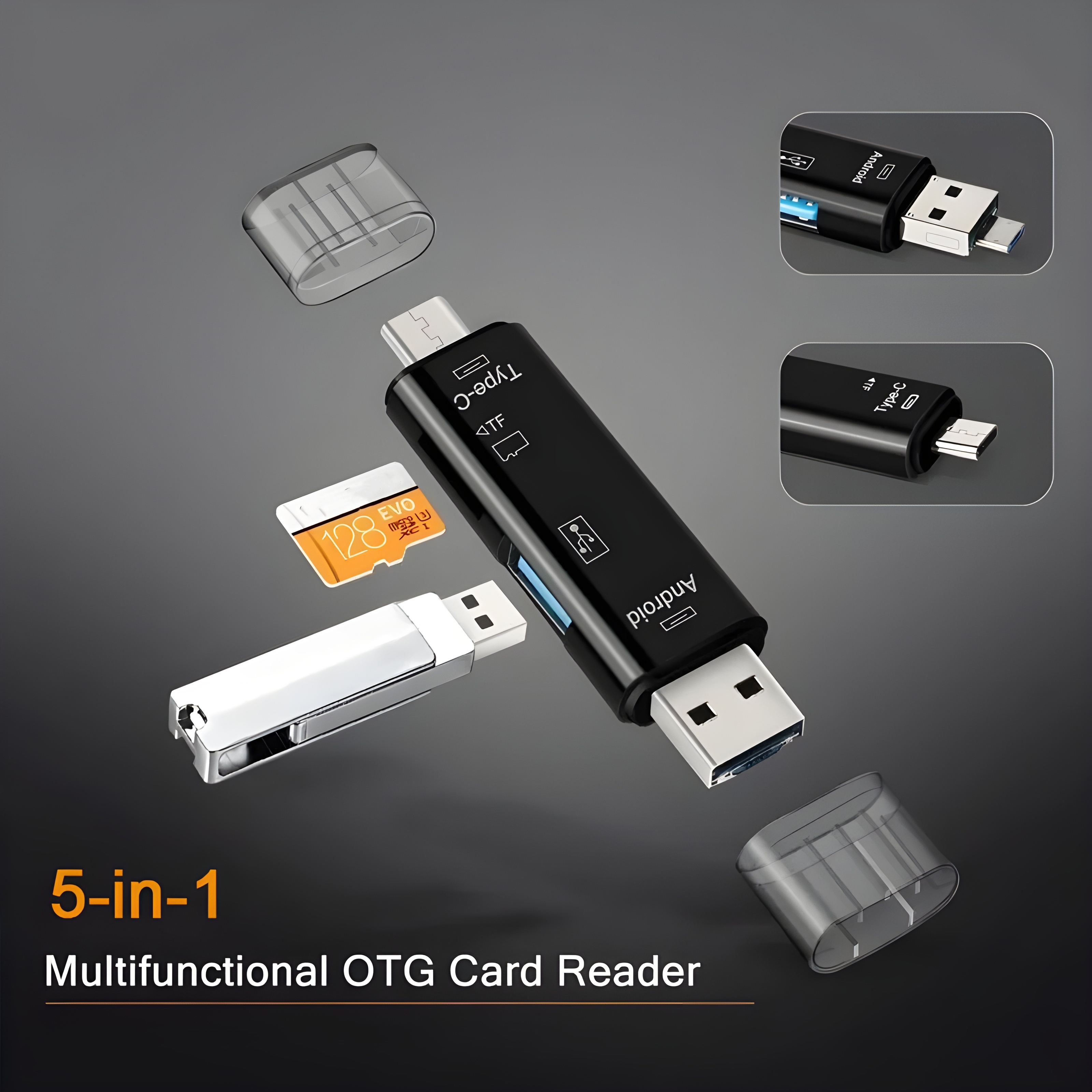 1 Usb 2.0 Type C/usb/micro Usb/tf/sd Memory Card Reader - Temu