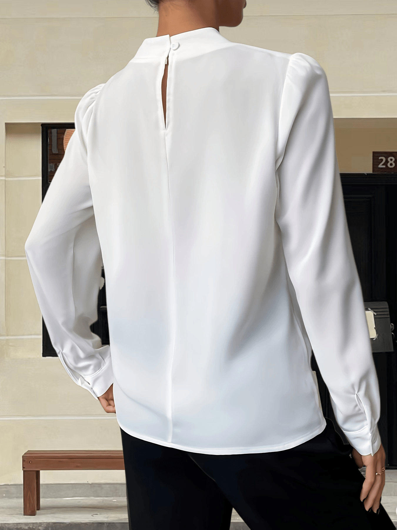 solid twist front blouse elegant long sleeve blouse spring - Temu Ireland