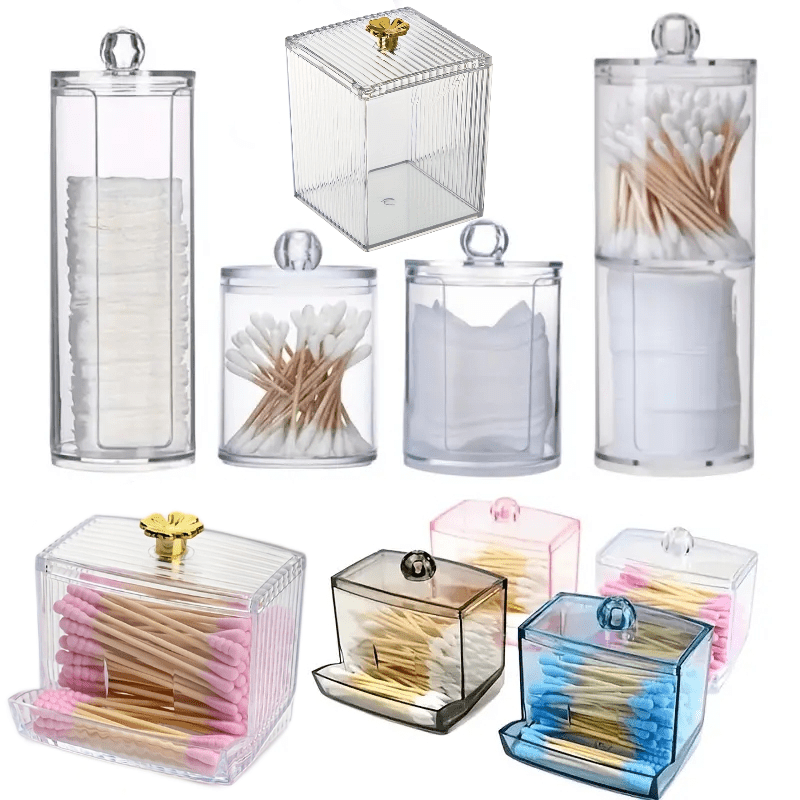 Transparent Makeup Cotton Storage Box Acrylic Cotton Swab - Temu United ...