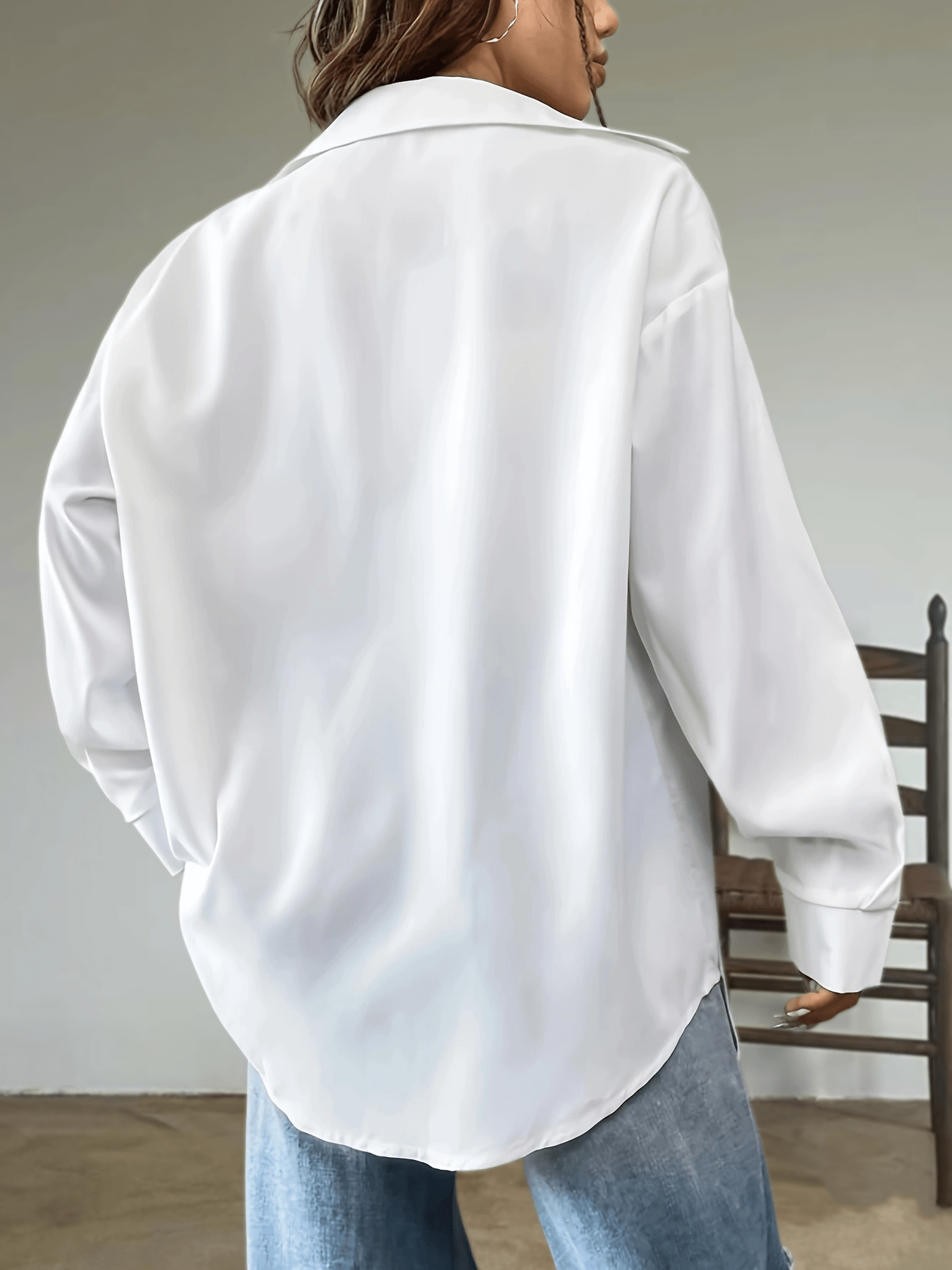 Solid Button Front Shirt Casual Long Sleeve Lapel Collar - Temu South Africa