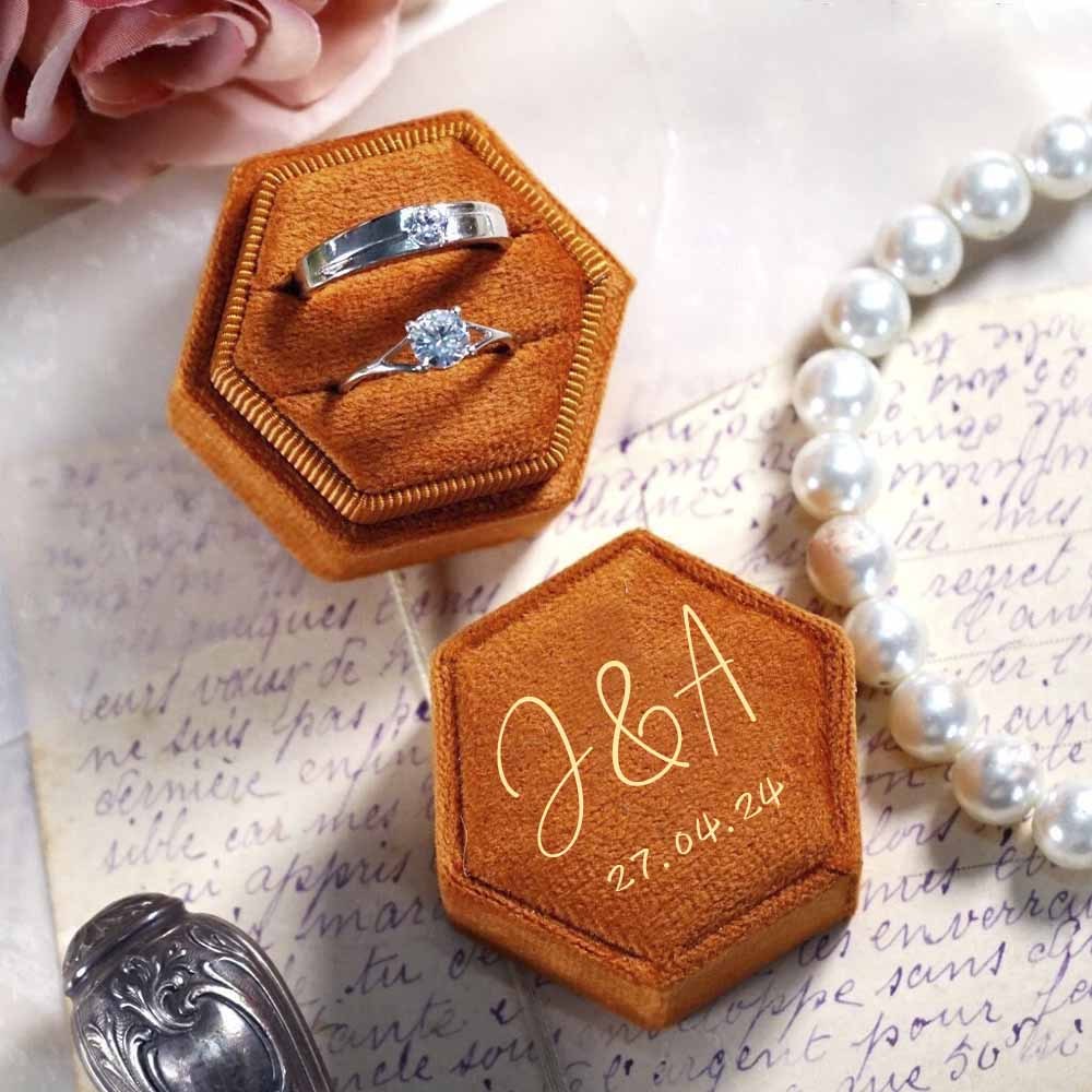 Personalized Customization Hexagon Velvet Ring Box - Temu United Kingdom