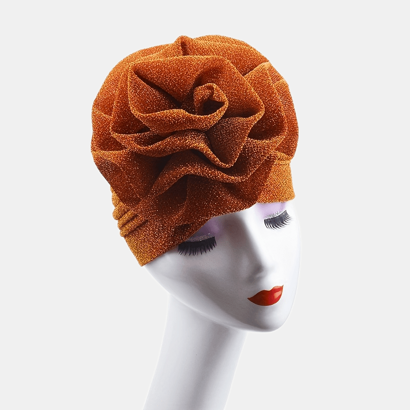 Elegant Plate Flower Turban Hats Bright Solid Color Head - Temu Australia
