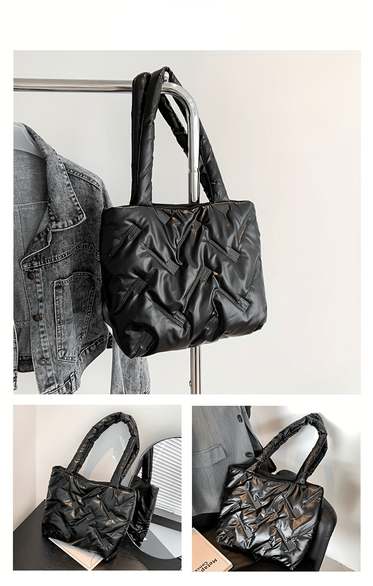 Trendy Embossed Textured Tote Bag Large Capacity Shoulder - Temu Australia