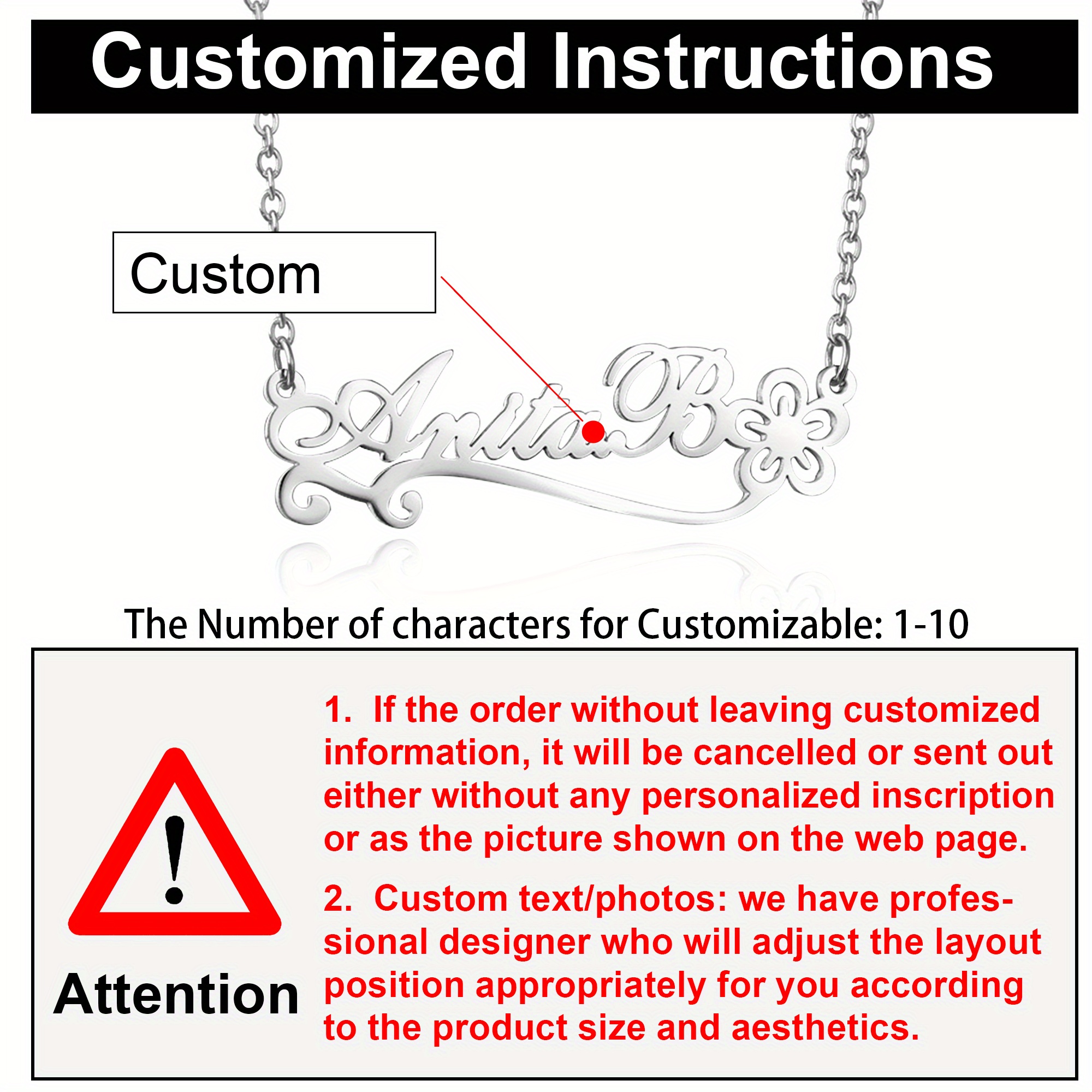 personalized stainless steel flower pendant customized name - Temu New ...