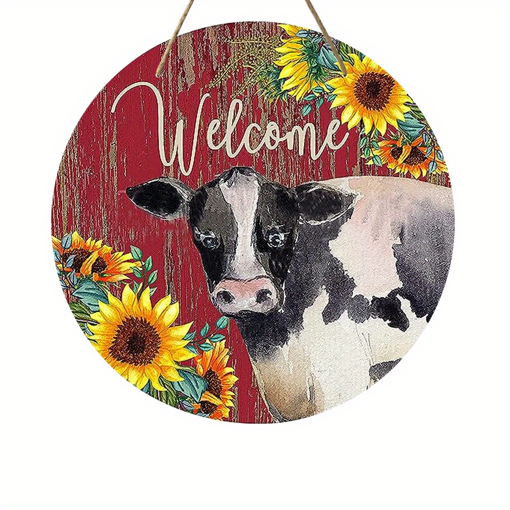 wreath round wooden sign sunflower welcome - {region_name}