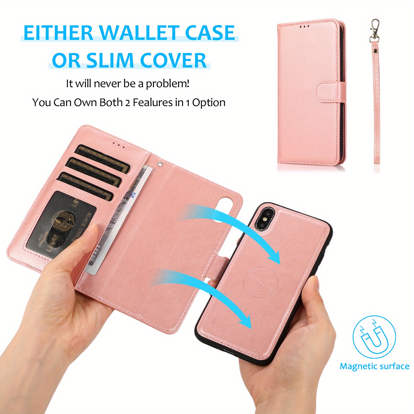 Premium Detachable Pu Leather Wallet Phone Case Iphone - Temu United