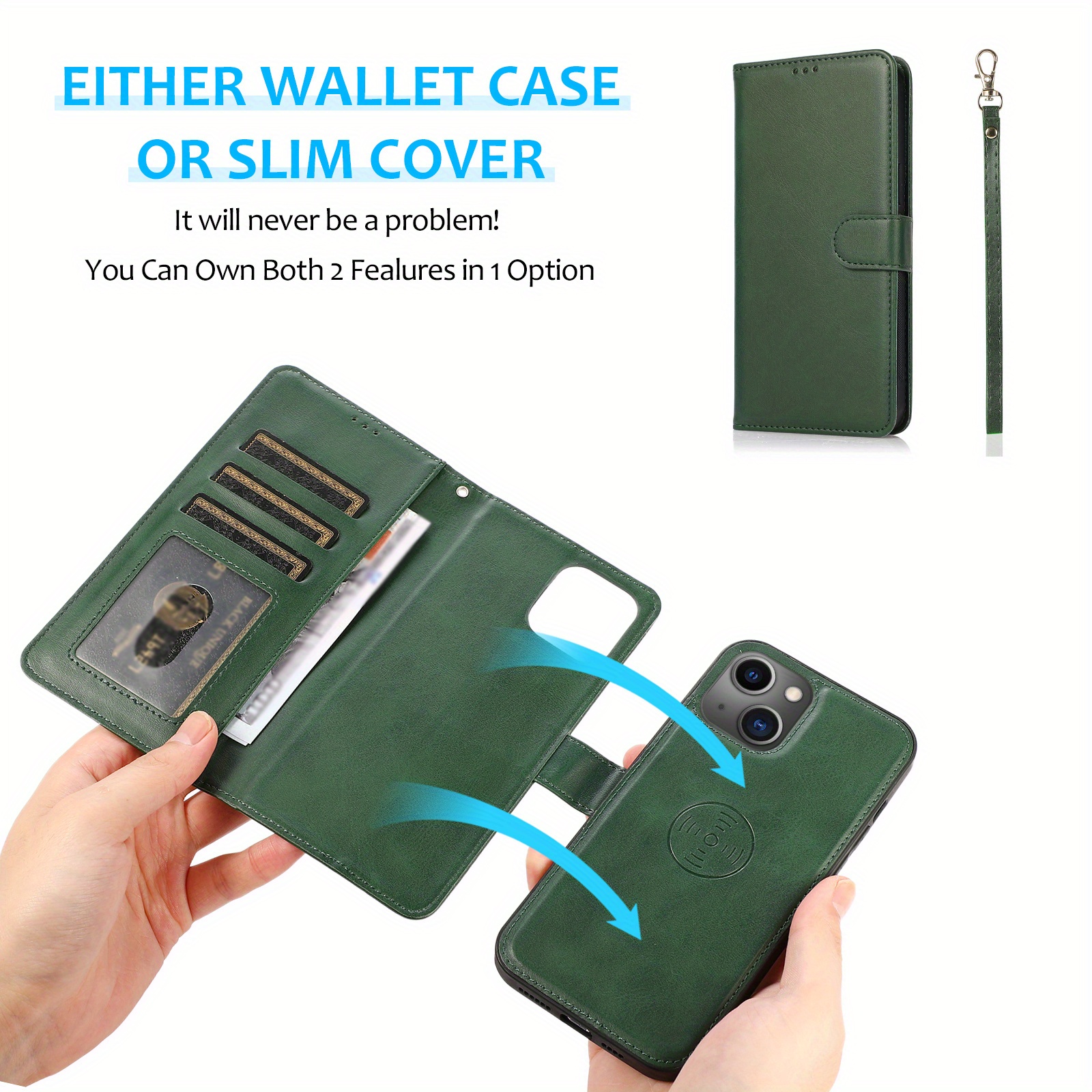 Premium Detachable Pu Leather Wallet Phone Case Iphone - Temu United