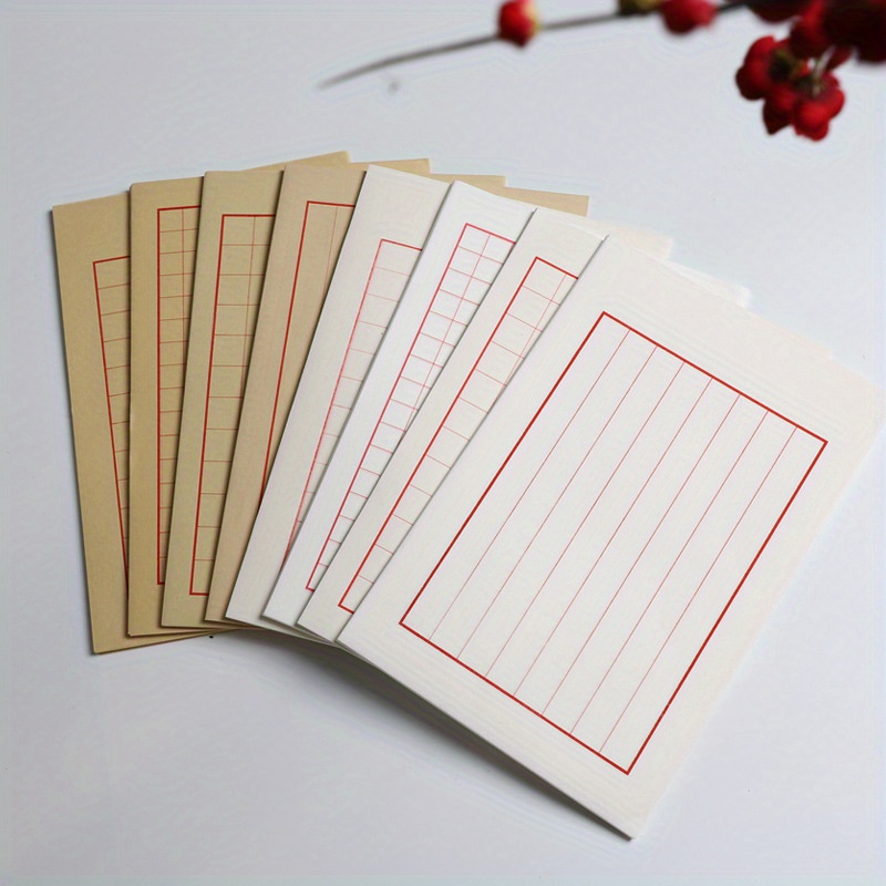 25pcs calligraphy paper with brush hard pen small regular grid works ...