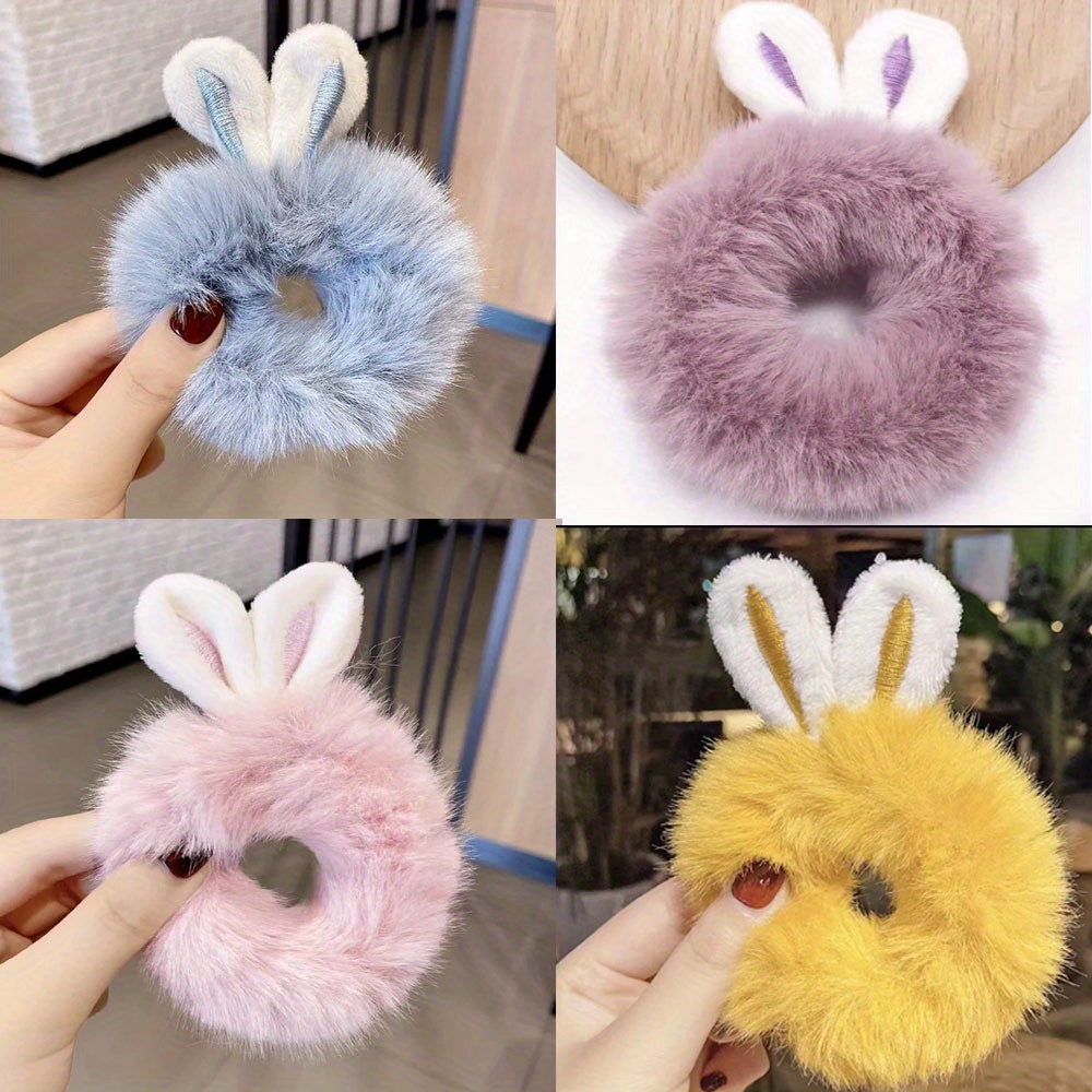 Cute Rabbit Ears Hair Ties Soft Comfortable Hair Accessories - Temu ...