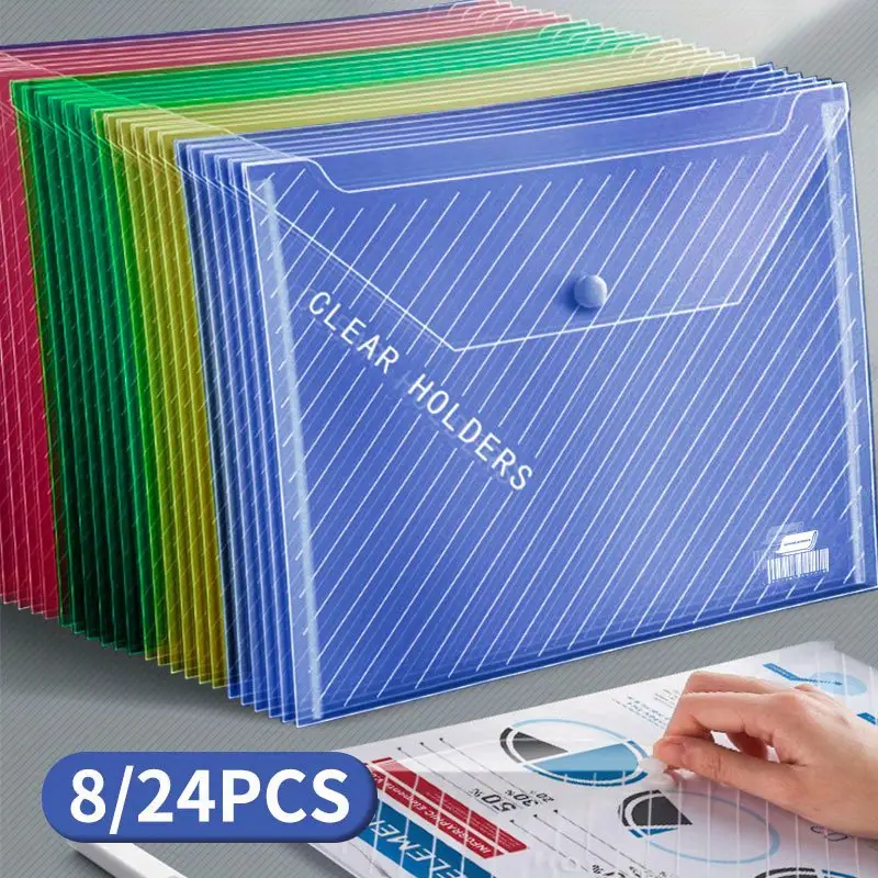8 24個 A4用 カラー透明折りたたみファイルバッグ Ppプラスチック学生 学用品を簡単に整理 Regionname