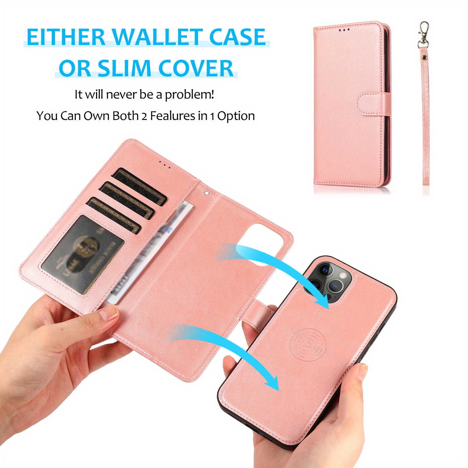 Premium Detachable Pu Leather Wallet Phone Case Iphone - Temu United