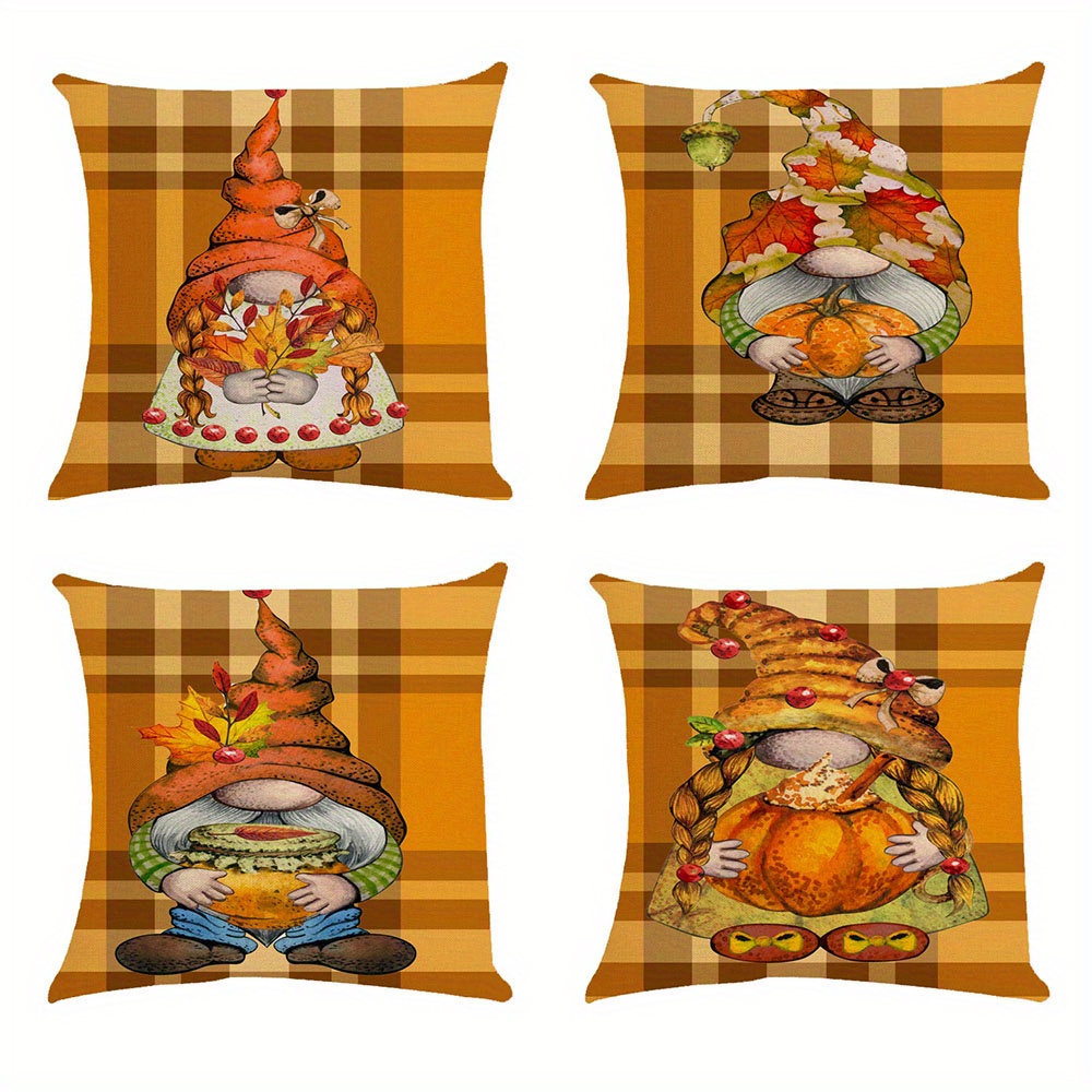 Fall Thanksgiving Throw Pillow Cover Gnome Pumpkin Honey - Temu Norway