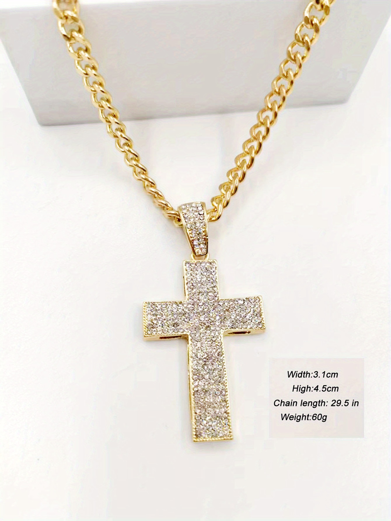 Hip Hop Party Cross Long Necklace Sweater Chain Design - Temu
