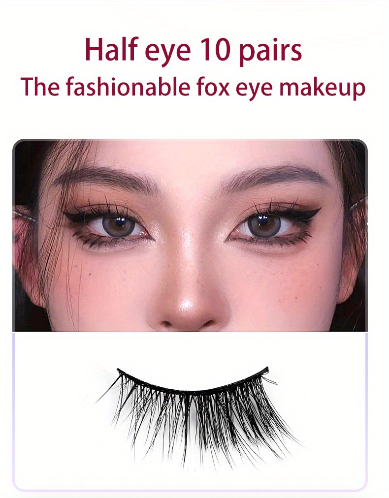 Half False Eyelashes Fox Eye Look Lashes Natural Curly - Temu South Africa