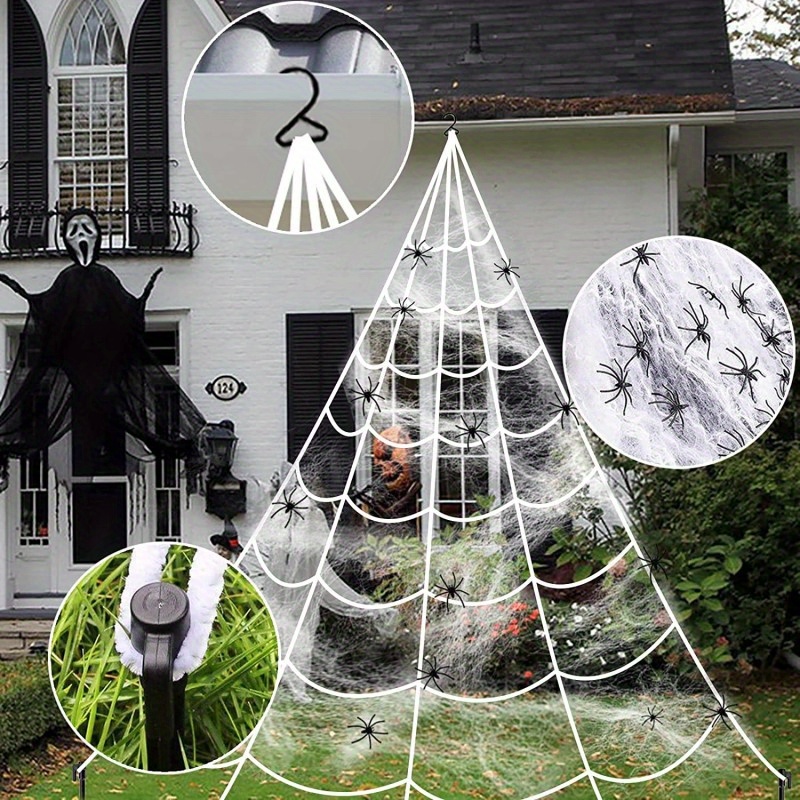 Three piece Set Spider Web Cotton 20 Small Spiders Halloween - Temu ...