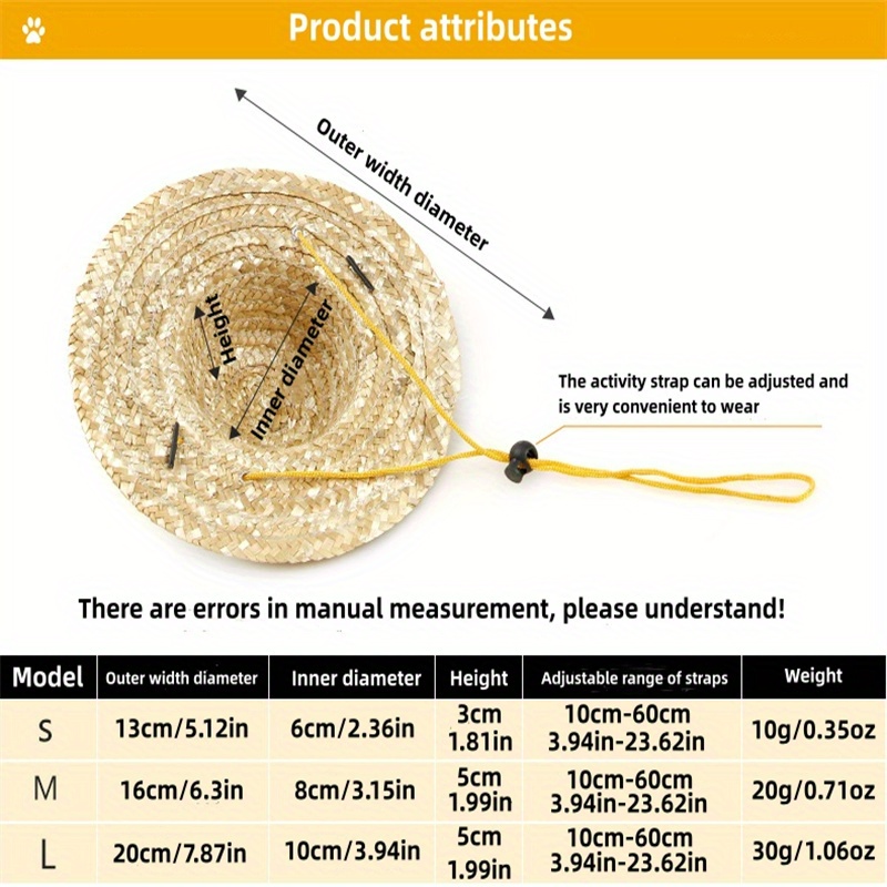 pet summer retro straw hat jewelry sun hat dog straw hat | temu {region ...