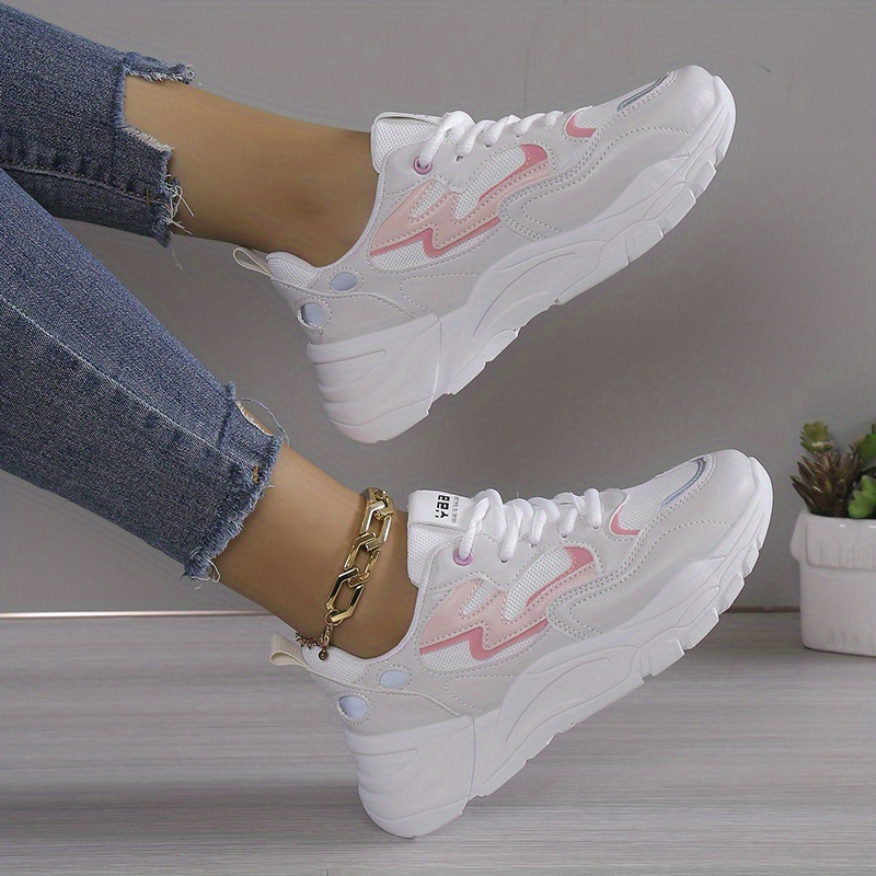 women's colorblock casual sneakers lace low toe - Temu Philippines