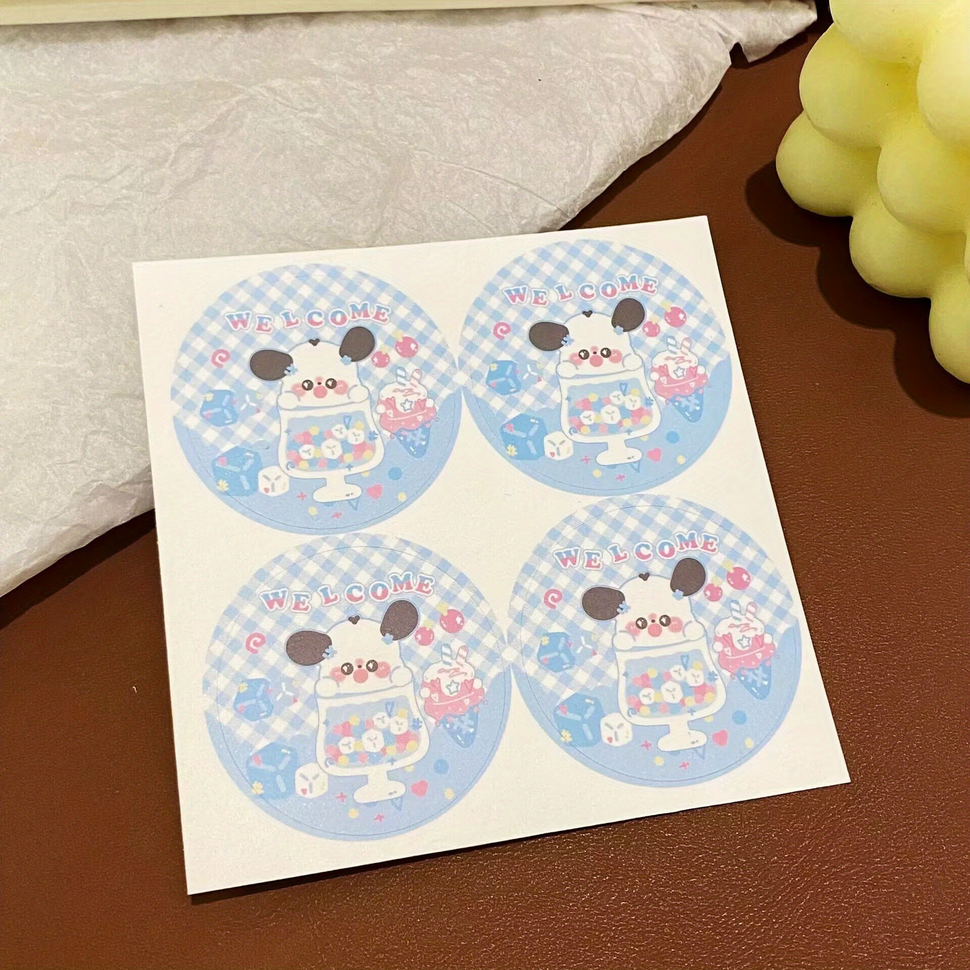 Puppy Round Self Waterproof Sticker Card Gift - Temu Netherlands