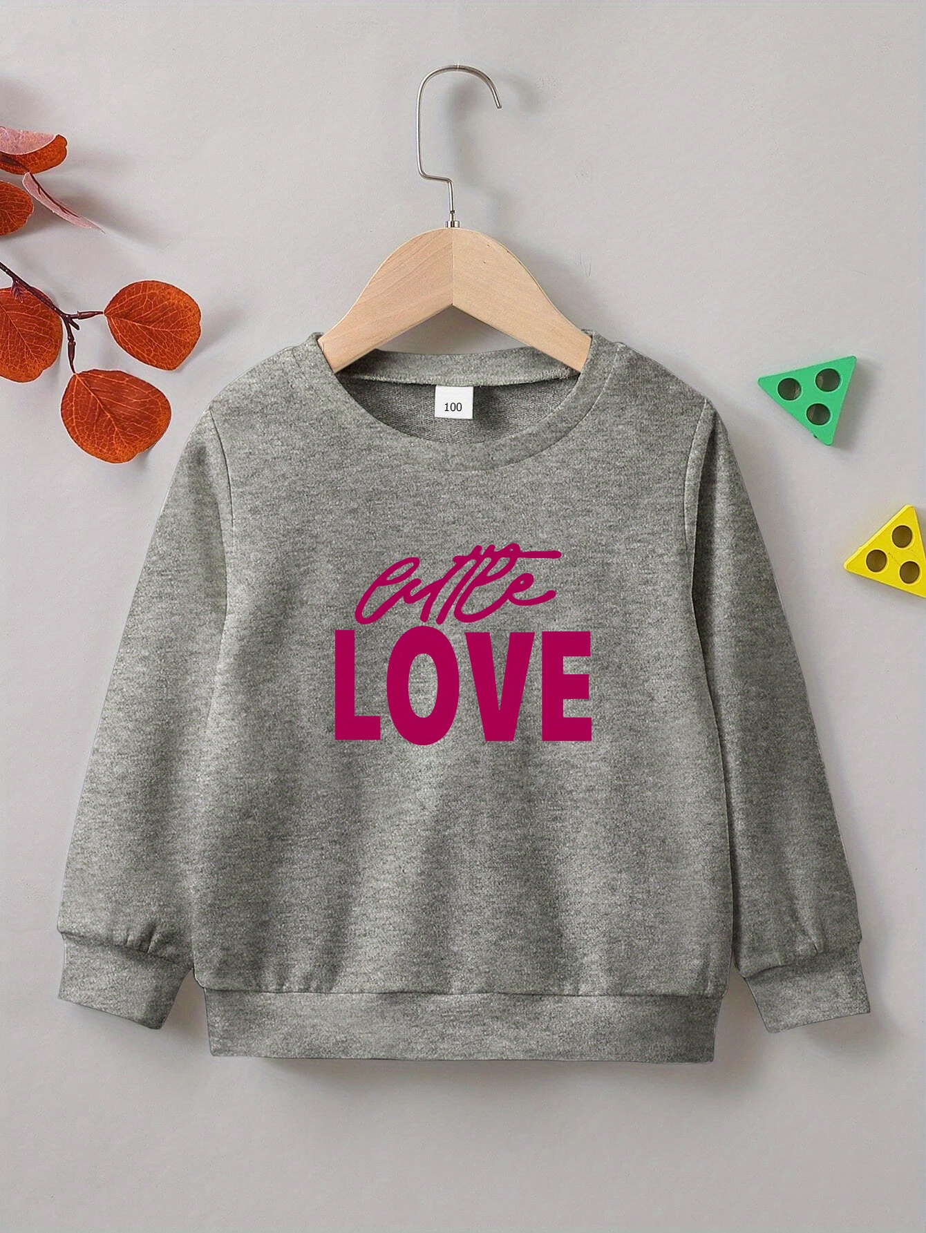 Love Print Girls Pullover Sweatshirts Holiday Casual Loose Long