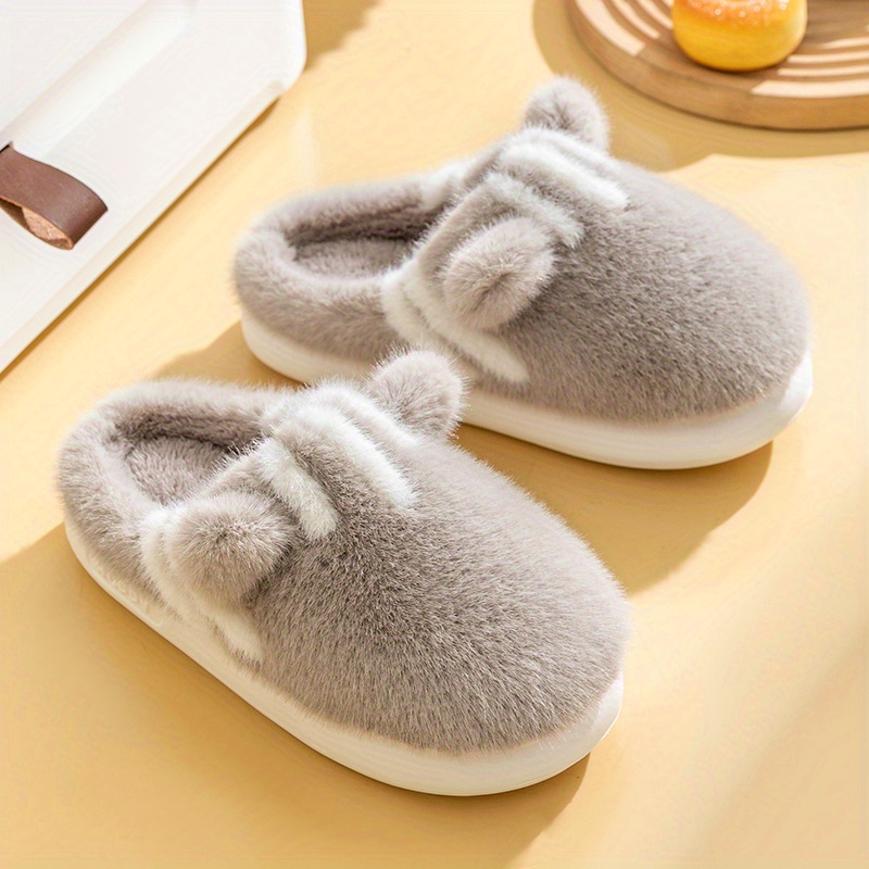 Cute Cartoon Design Slippers Casual Slip Plush Lined - Temu Canada