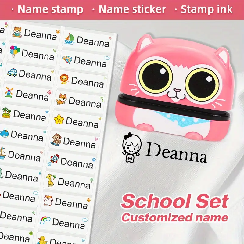 パーソナライズされたピンクの名前 テッカーセット 1 個 学用品のラベルを再定義します。授業の机から運動会まで Temu Japan