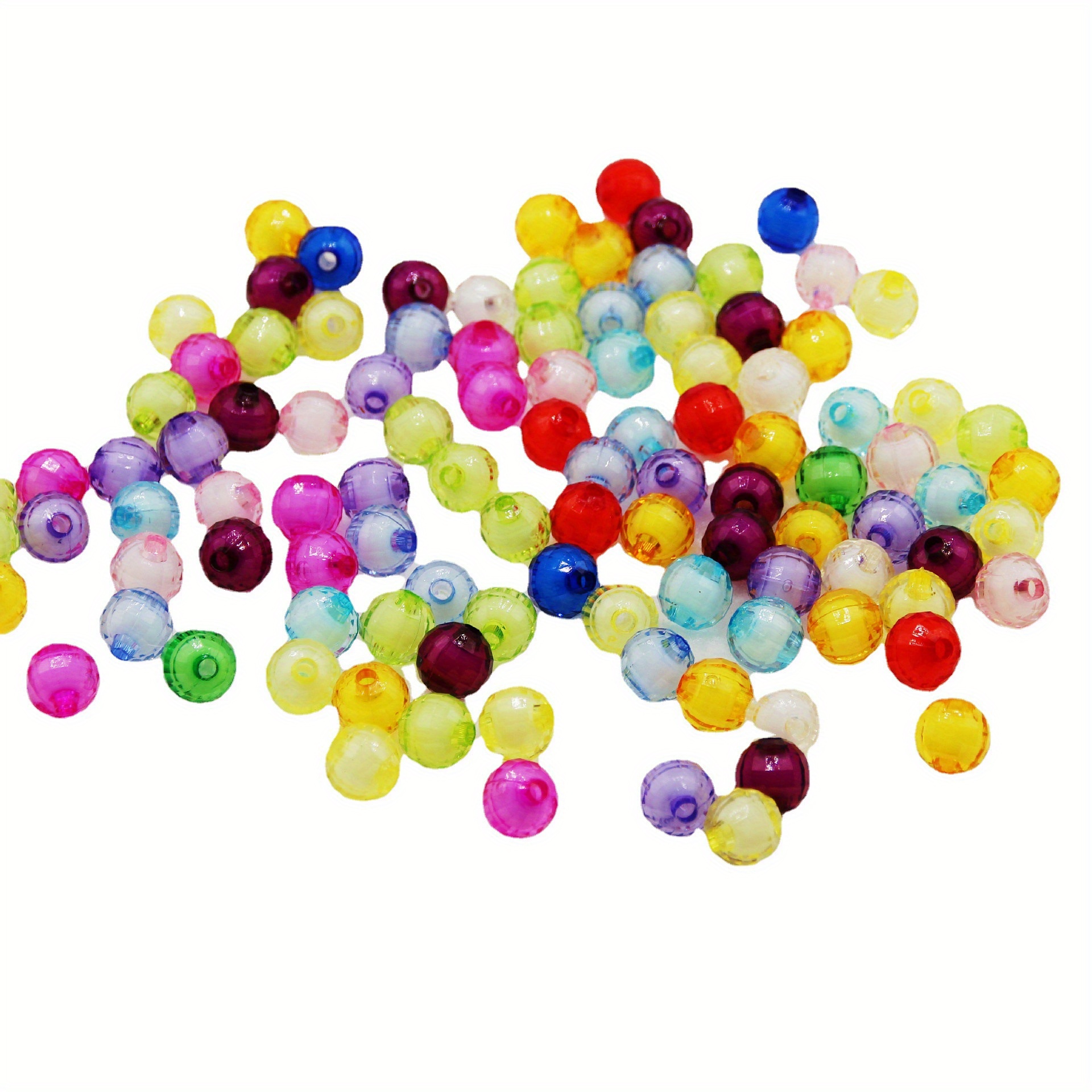Mixed Colorful Faceted Round Acrylic Glossy Loose Bead In - Temu Ireland