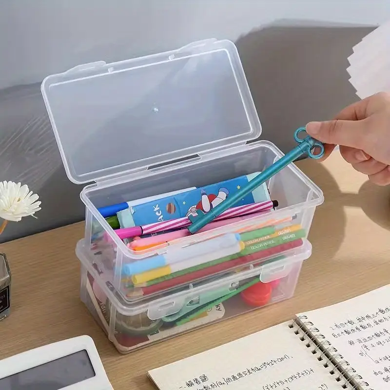 1pc 大容量 ボックス 学校寮用品 文房具を整理するのに最適で 軽くて持ち運びが簡単です。鉛筆 マーカー クレヨ Temu Japan