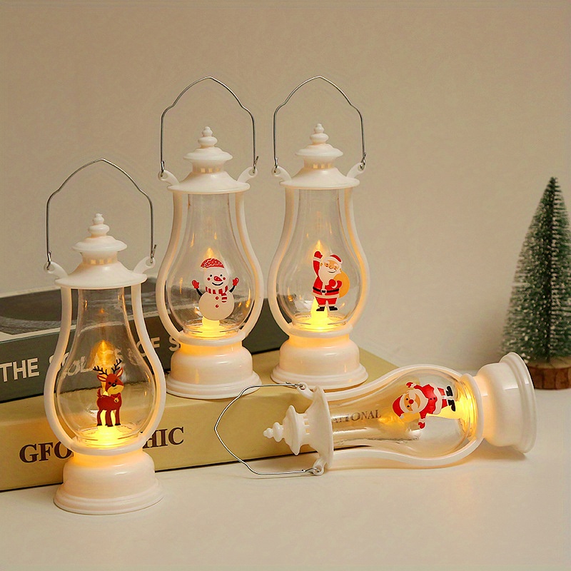 Vintage Santa Claus Snowman Deer Lanterns Led Night Light - Temu United ...