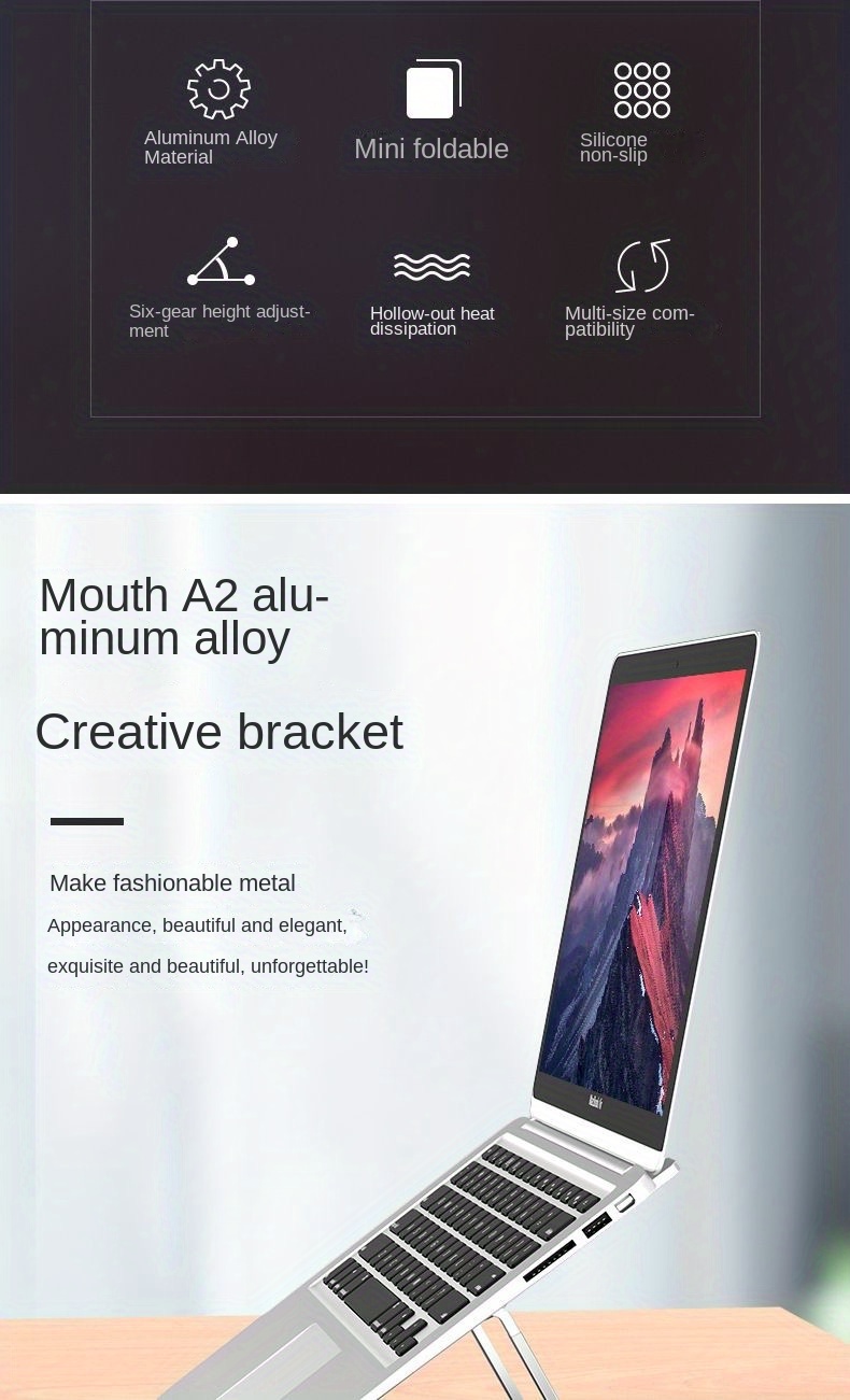 Aluminum Alloy Laptop Stand Desktop Folding Portable Office - Temu ...