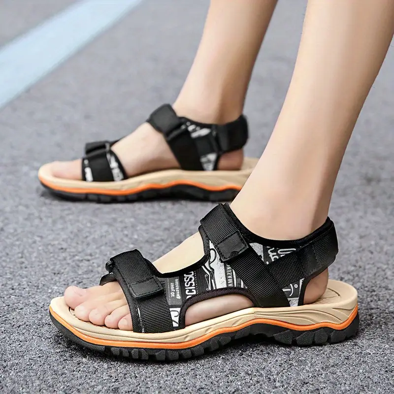 Mens Sandals With Hook And Loop Fastener Durable Non Slip Outdoor