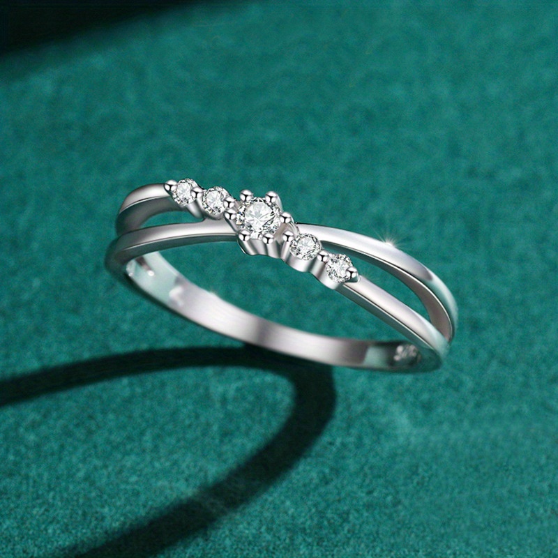 925 sterling silver promise ring classic inlaid - Temu Canada