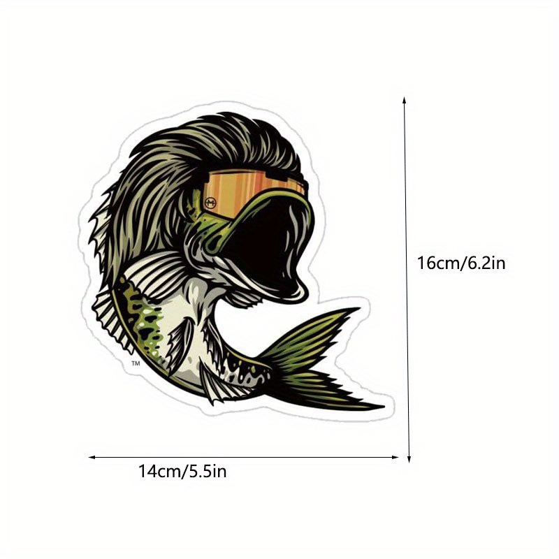 Bass Mullet Sticker Fishing Sticker Waterproof Decal Car Laptop Wall ...