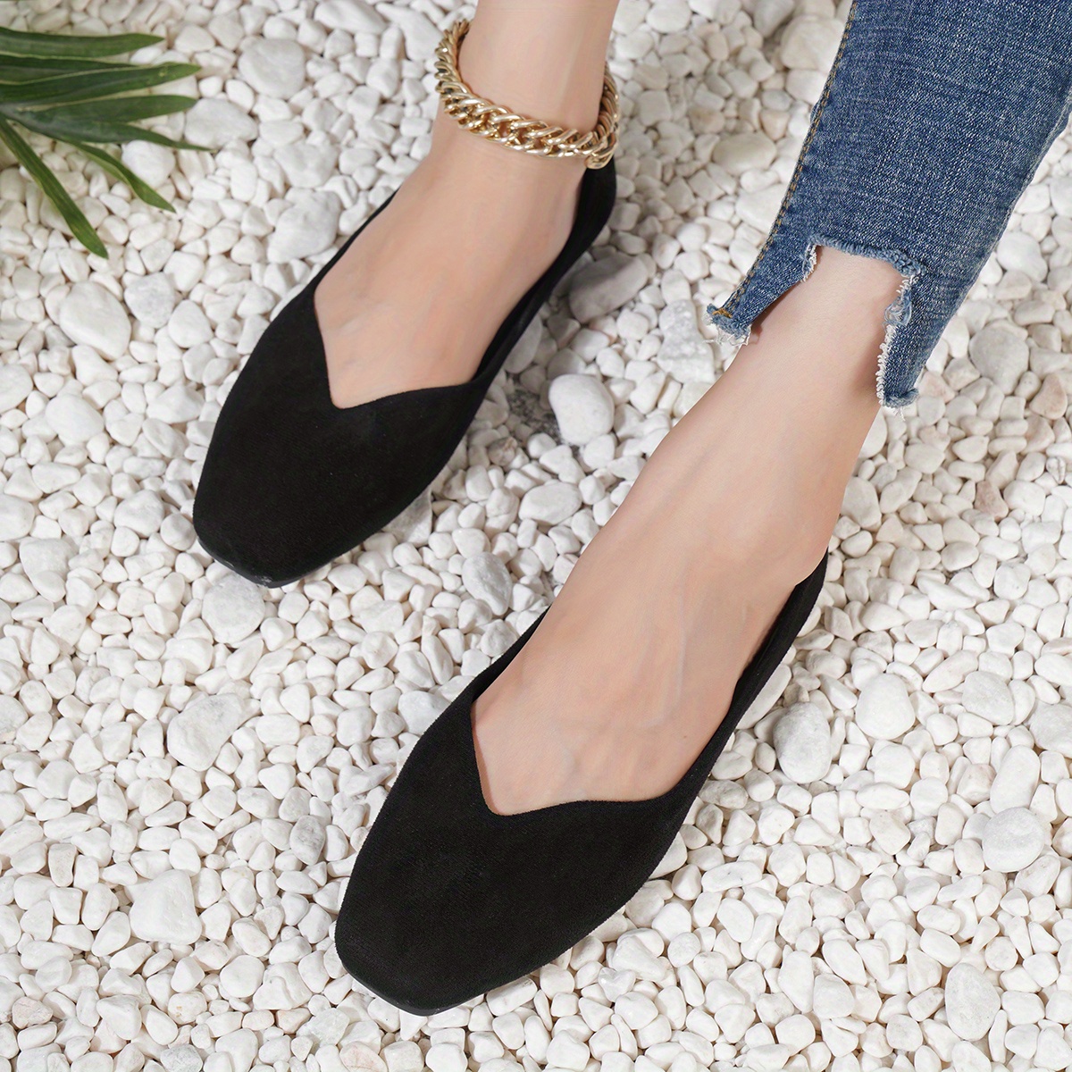 Women's Solid Color Flat Shoes Elegant Square Toe Work Shoes - Temu ...