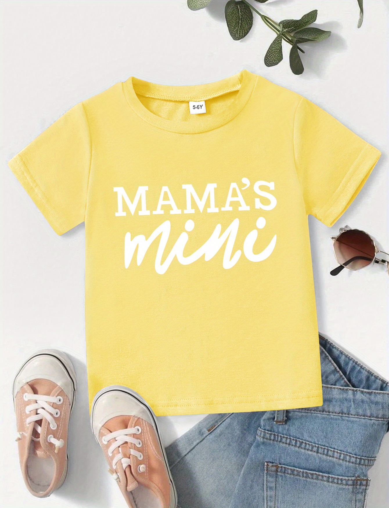 Mamas Mini Print Girls T Shirt Lightweight Comfortable Short Sleeve ...