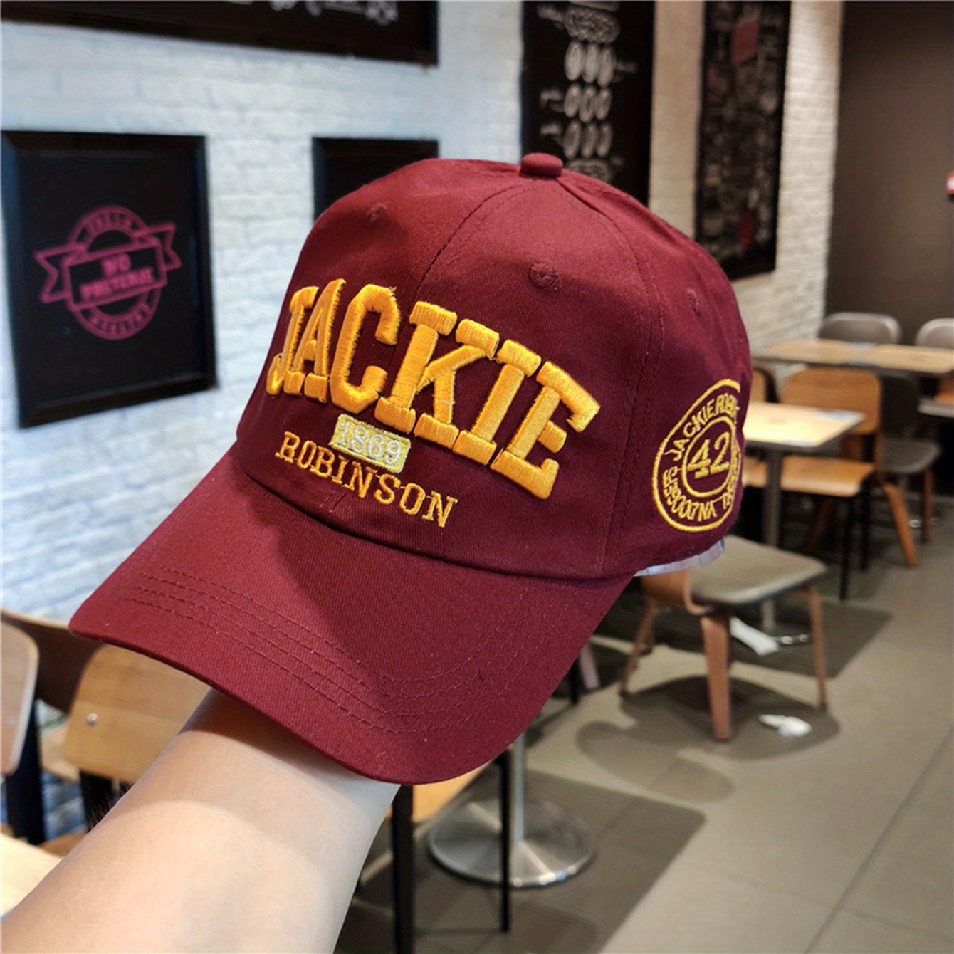 Letter Embroidery Unisex Baseball Solid Color - Temu Norway