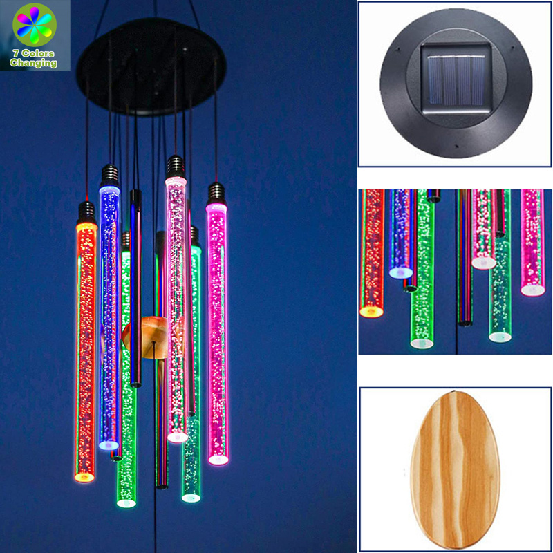 Outdoor Solar Wind Chime 6 Led Tube Color Changing Wind - Temu