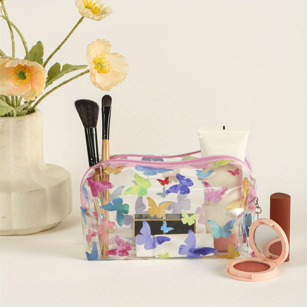 butterfly square makeup bag pvc waterproof zipper - Temu Australia