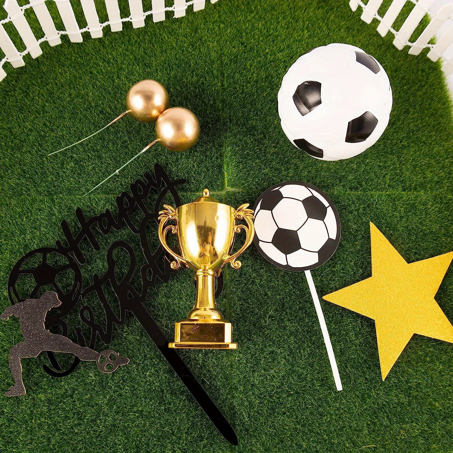 Soccer Cake Topper Soccer Ball Player Cake Decorations - Temu