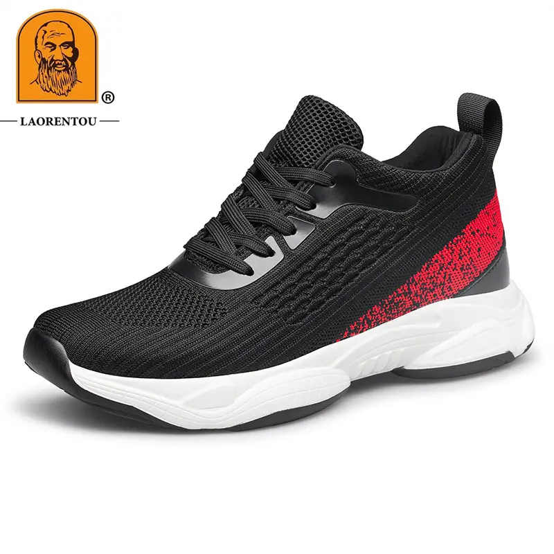 Mens Lace Up Sneakers Elevator Shoes Athletic Shoes Shock Absorbing And