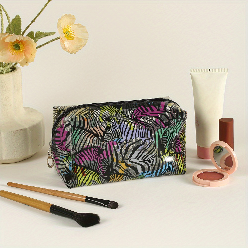 Zebra Print Zipper Makeup Bag Pvc Waterproof Cute Fashion - Temu United ...