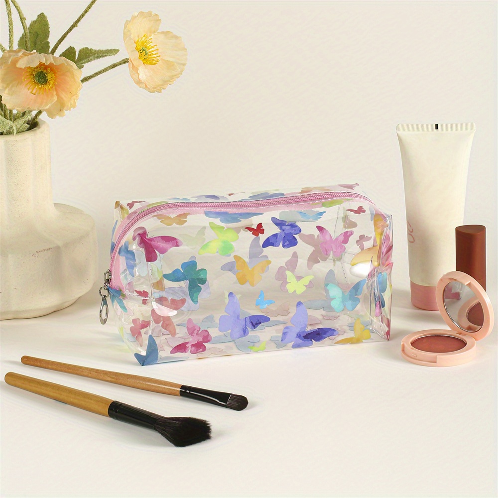 butterfly square makeup bag pvc waterproof zipper - Temu Australia