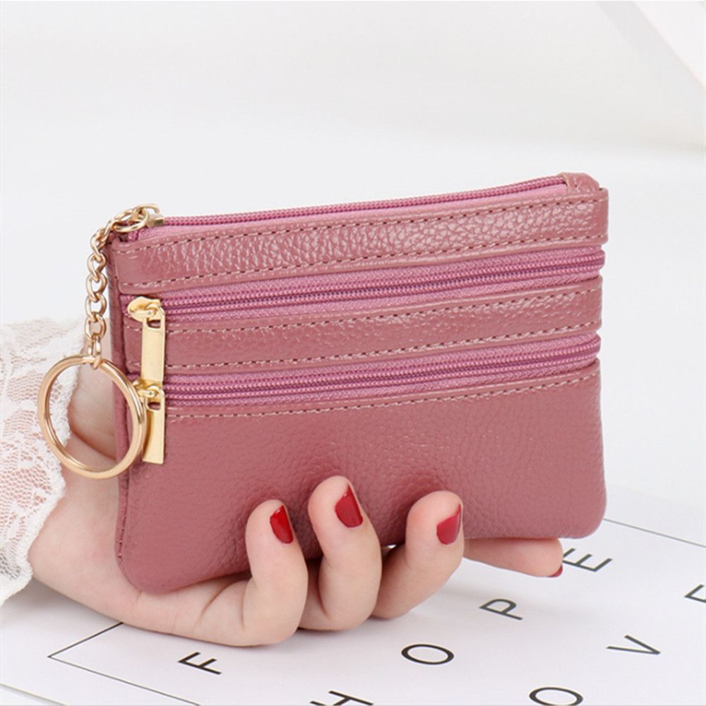 Fashion Women's Wallet Clutch Three Zipper Coin Purse Solid - Temu ...