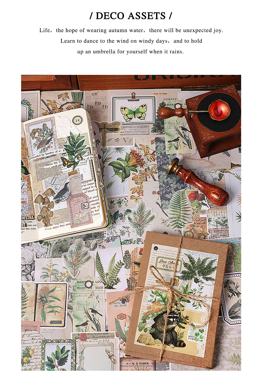 Bag Material Package Retro Plant Flower Pattern Diy Collage - Temu Canada