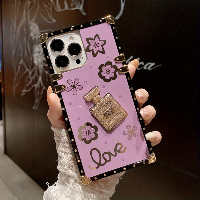 Luxury Design Perfume Bottle Square Rhinestone Glitter Love - Temu ...